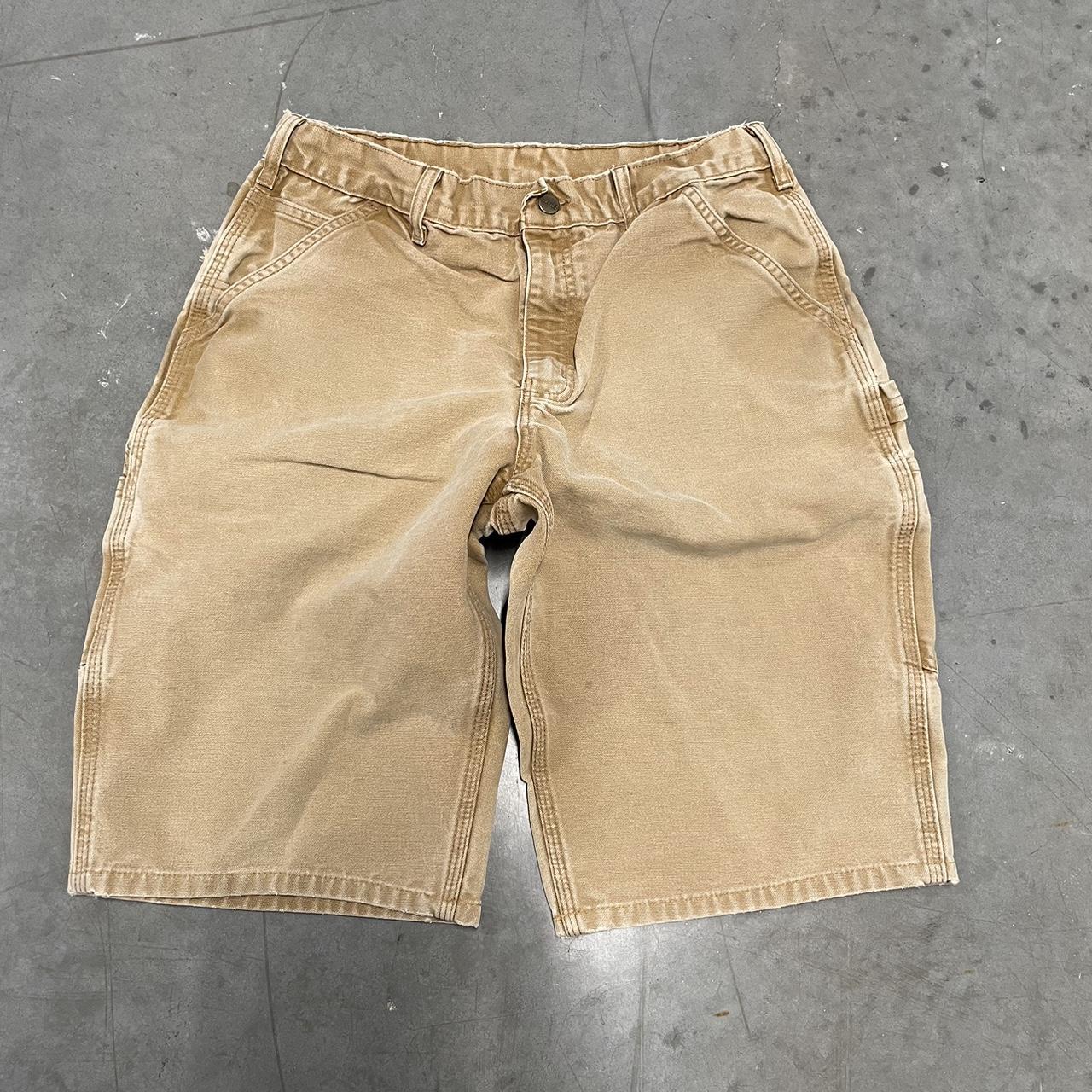 VINTAGE CARHARTT CARPENTER TAN SHORTS SIZE WHEN... - Depop