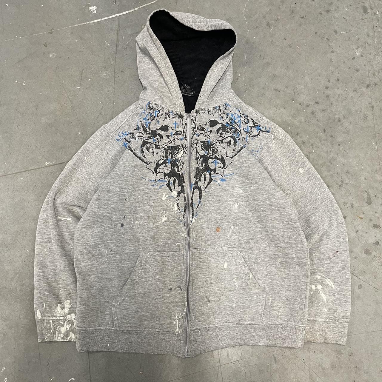 CRAZY GRUNGE Y2K PAINT SPLATTER MMA ELITE ZIP UP... - Depop