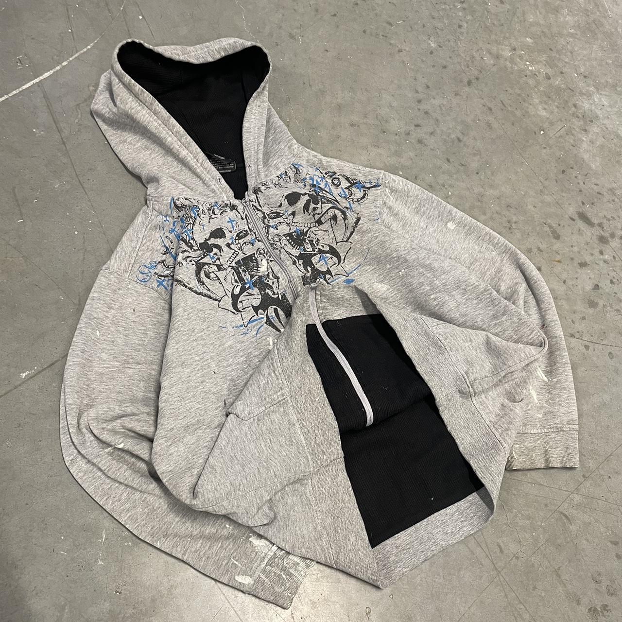 CRAZY GRUNGE Y2K PAINT SPLATTER MMA ELITE ZIP UP... - Depop