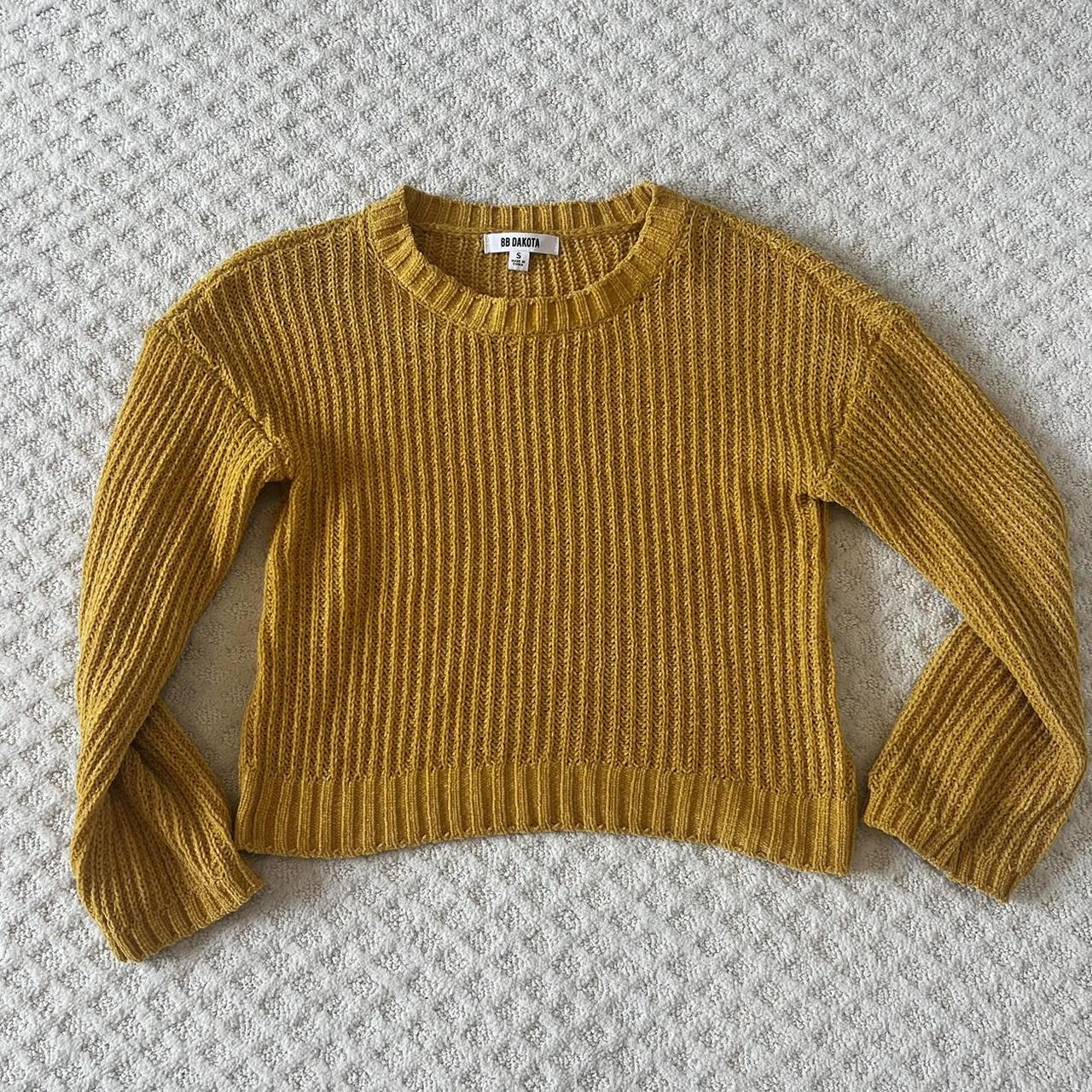 Yellow cropped sweater worn once #bbdakota #sweater... - Depop