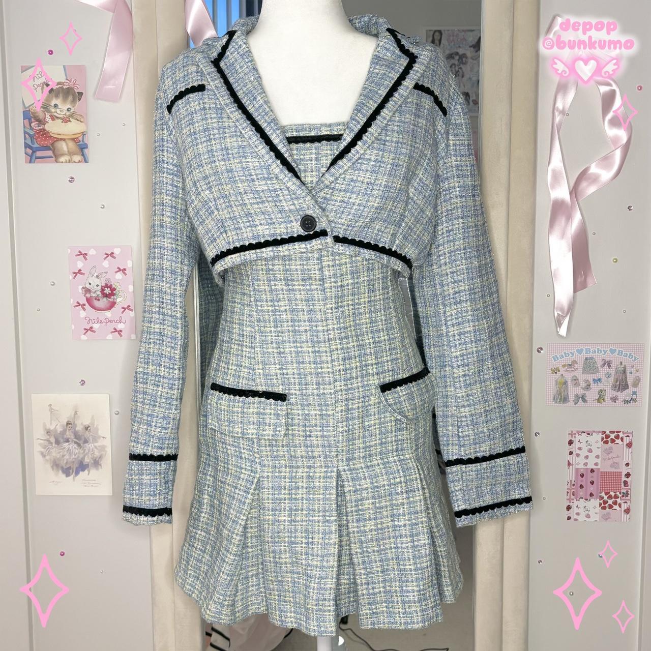 Cider light blue tweed dress and jacket set! -... - Depop