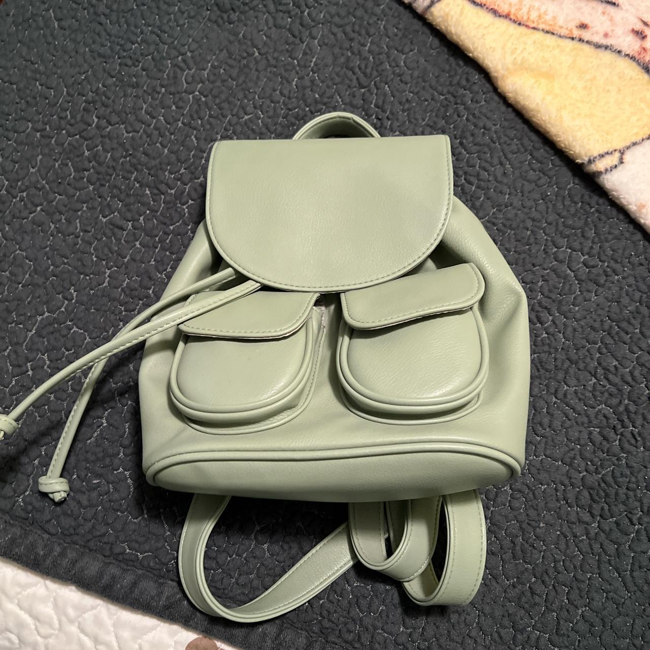 sage green faux leather backpack by wild fable •... - Depop