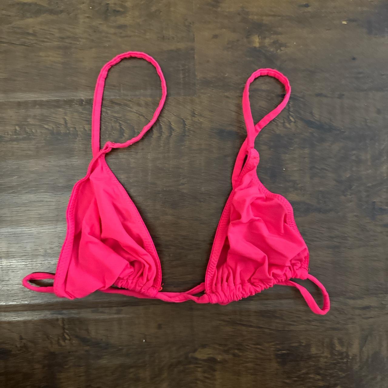 MICRO CORDING STRING TRIANGLE BRA | ULTRA PINK - Depop