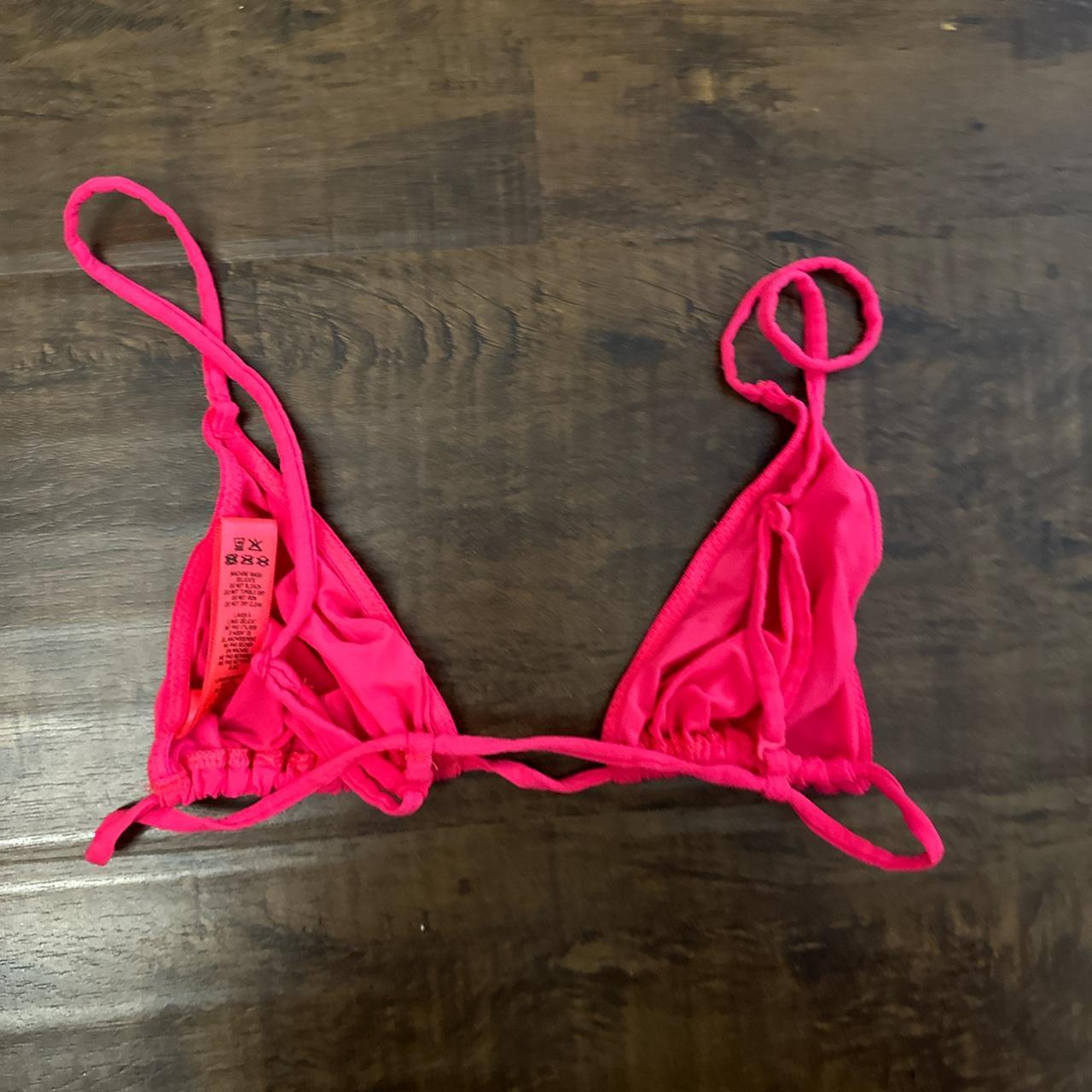 MICRO CORDING STRING TRIANGLE BRA | ULTRA PINK - Depop