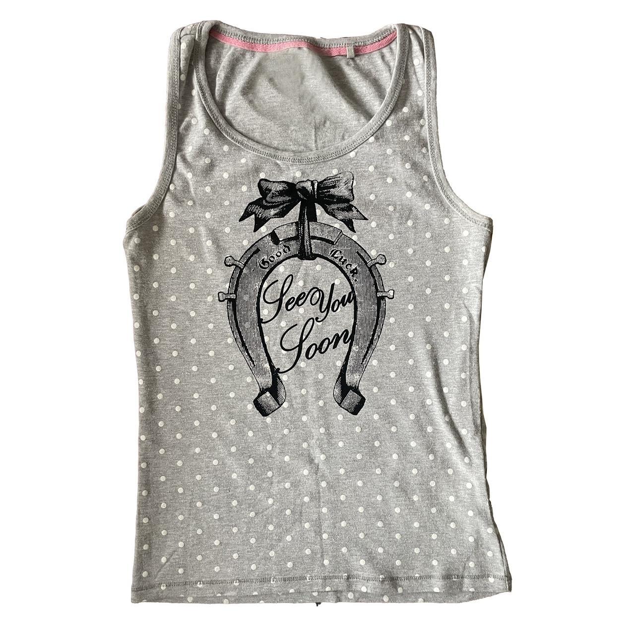 Screen printed black and grey polka dot vest // see... - Depop