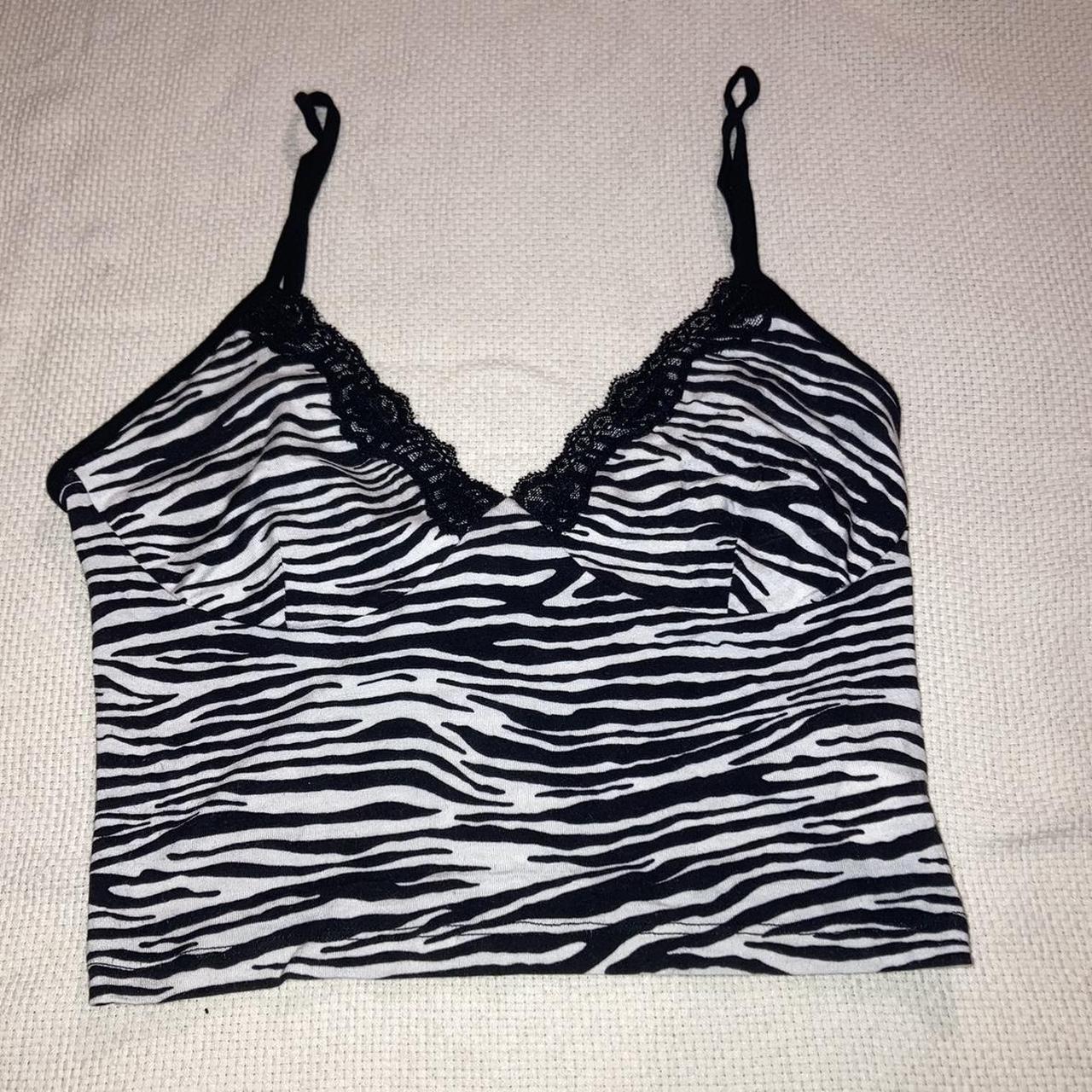subdued zebra black lace tank top in size small so... - Depop