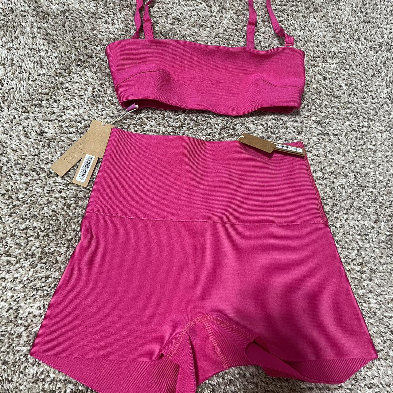 skims knit swim set in the color magenta size xxs -... - Depop