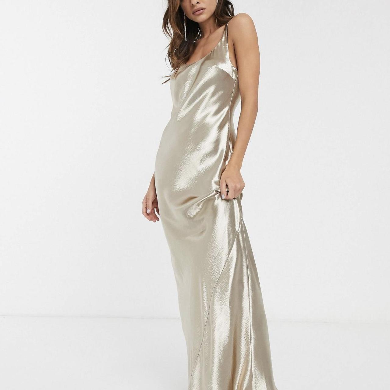 Asos Design Scoop Back Bias Cut Satin Maxi Dress In Depop