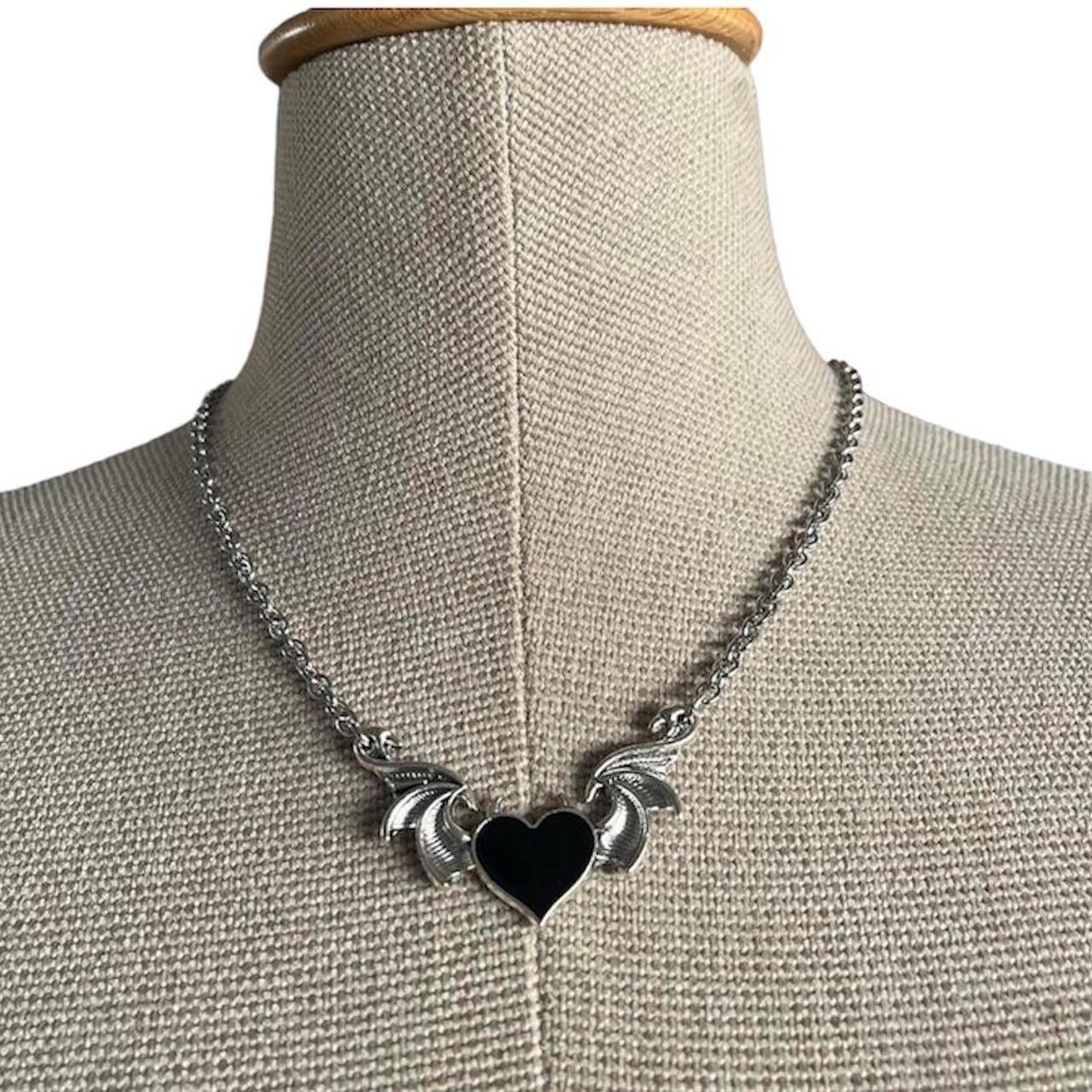 Black heart wings necklace 🖤🩸 Details: - 100%... - Depop