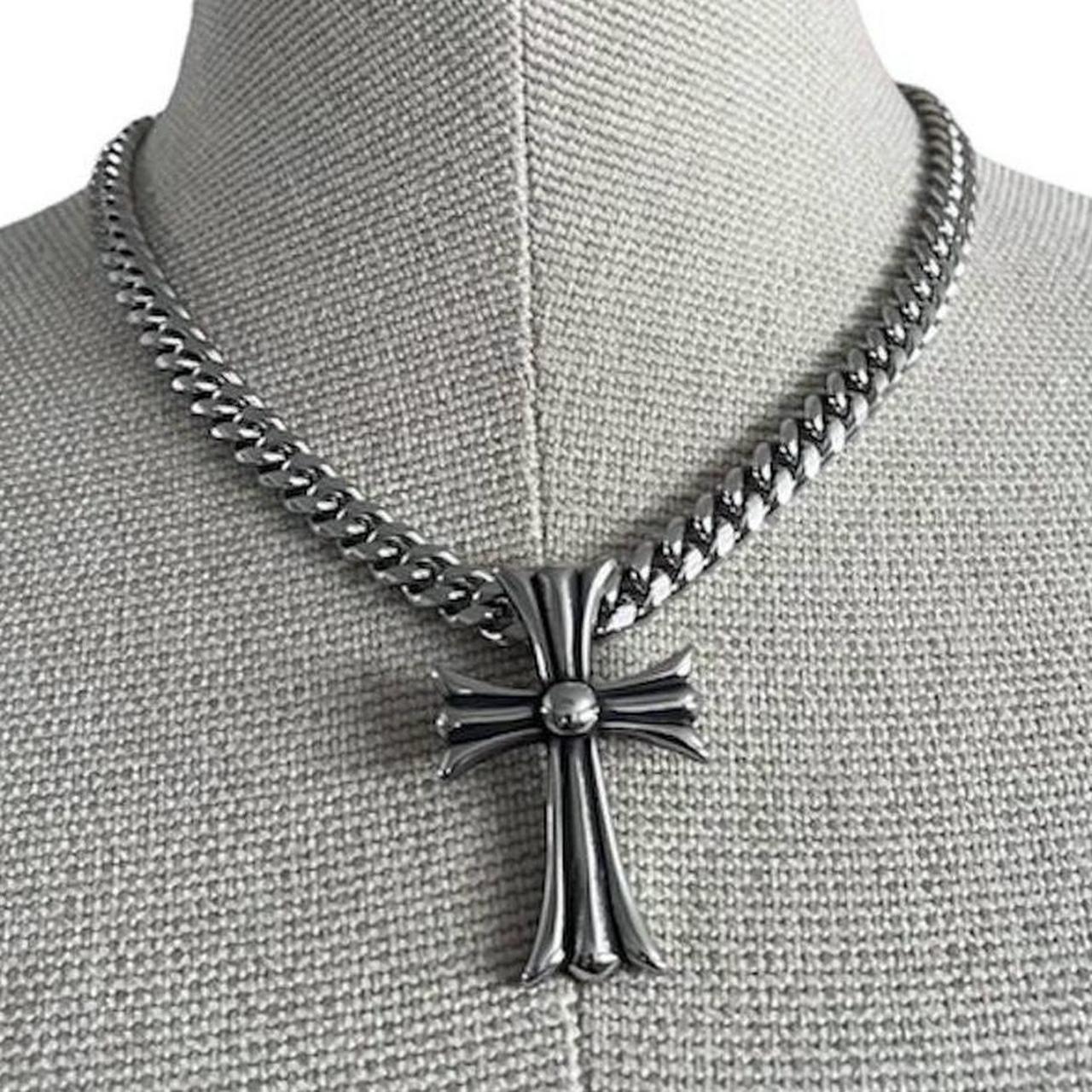 🖤 LUVCHAINZZ.COM🖤 Silver curb chain style gothic... - Depop