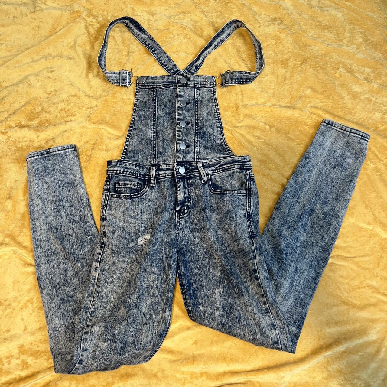 fitted distressed overalls #y2k #overalls... - Depop