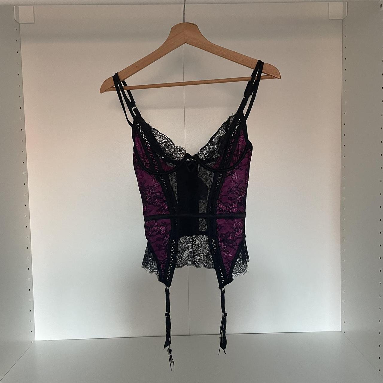 Ann Summers Womens Black And Pink Corset Depop