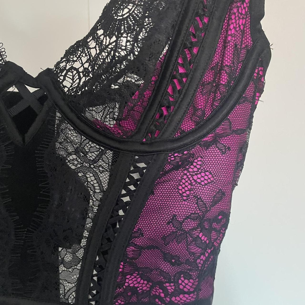 Ann Summers Womens Black And Pink Corset Depop