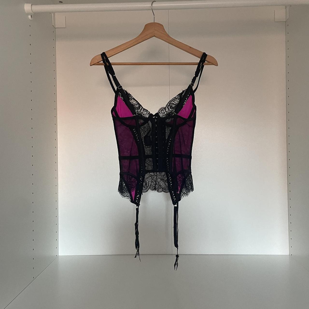 Ann Summers Womens Black And Pink Corset Depop