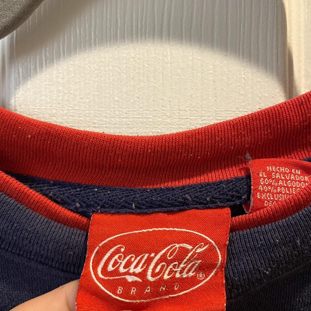 Coca-Cola Men's Navy and Red Sweatshirt | Depop