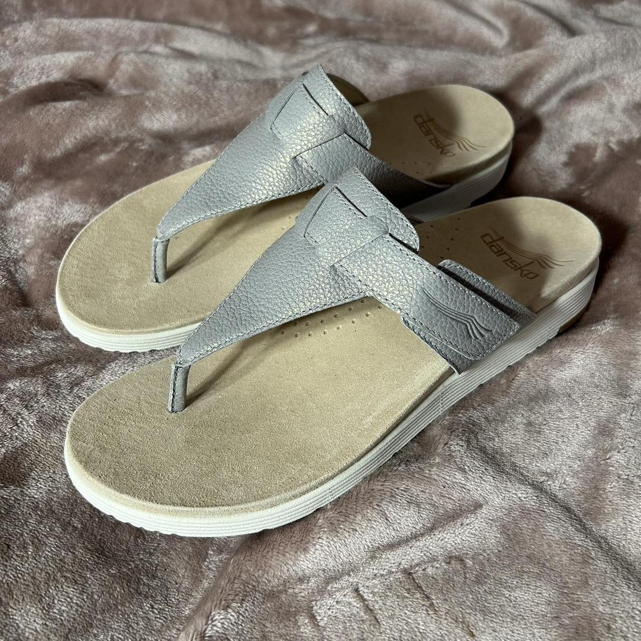 Grey leather dansko cece sandals size... | Depop