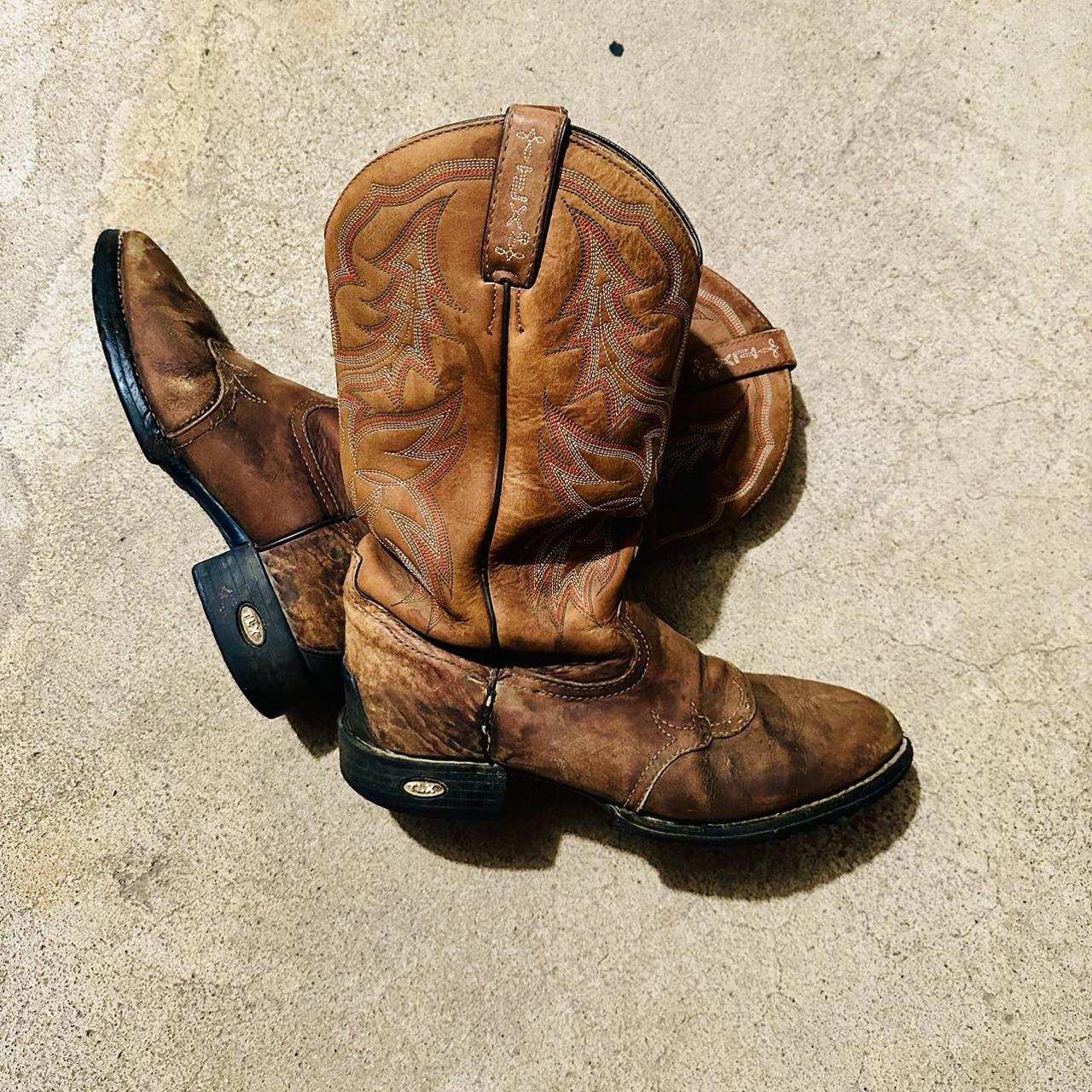 vintage burnt orange cowboy boots definitely well... - Depop