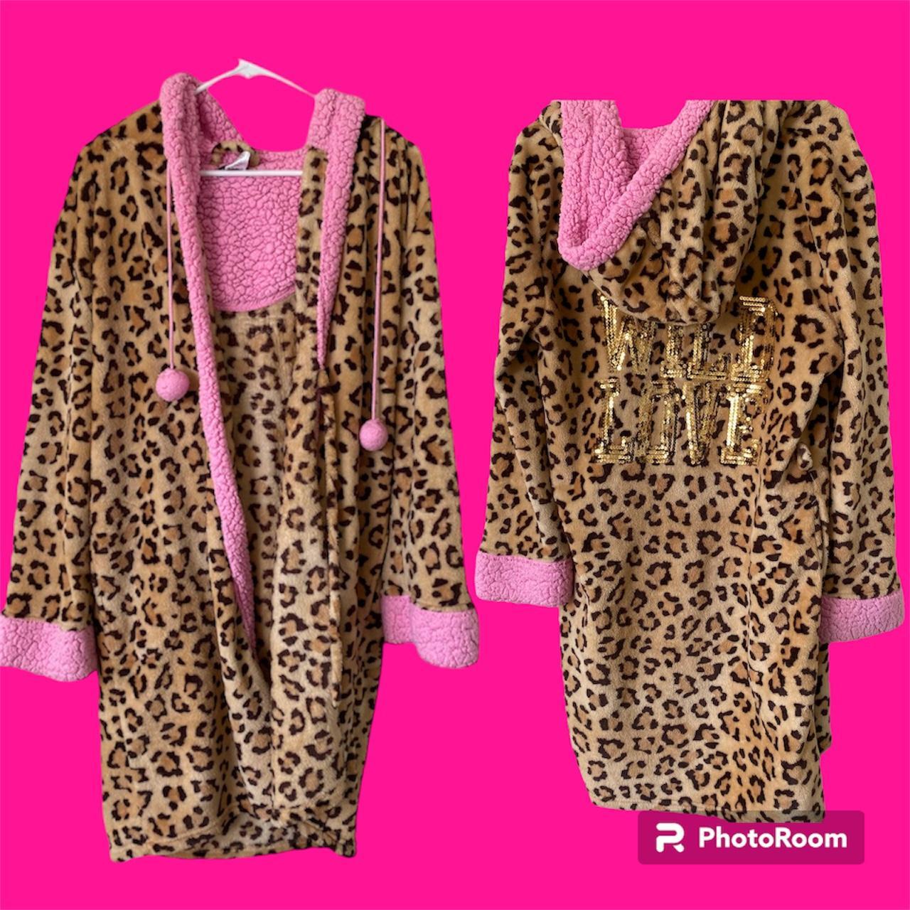 Most trashy cheetah print with pink fur mcbling robe... - Depop
