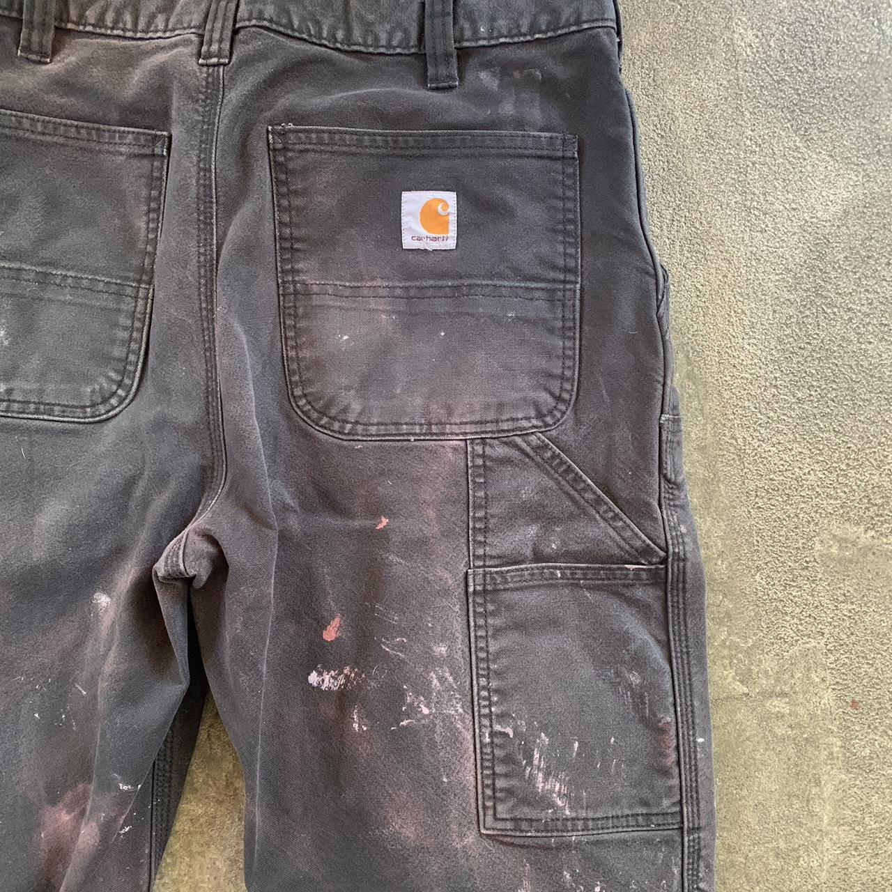 paint stained double knee carpenter pants carhartt... - Depop