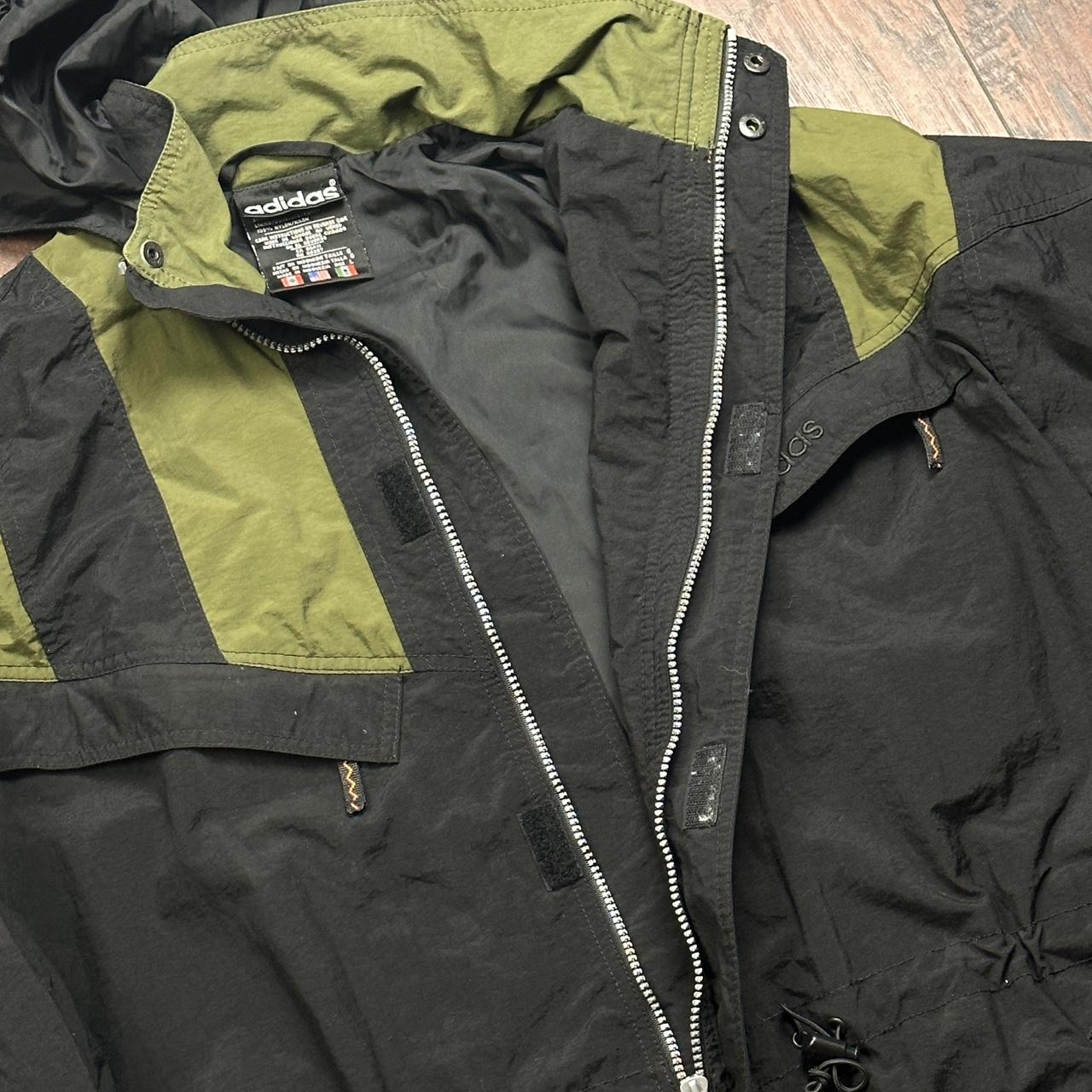 3M Adidas heavy zip-up windbreaker jacket Black/... - Depop