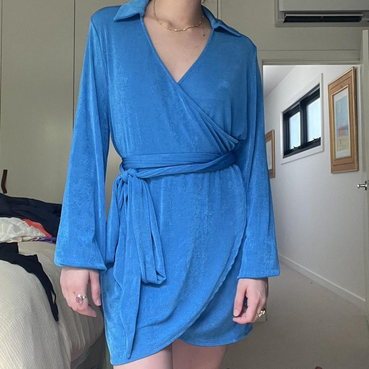 Princess Polly blue wrap mini... - Depop