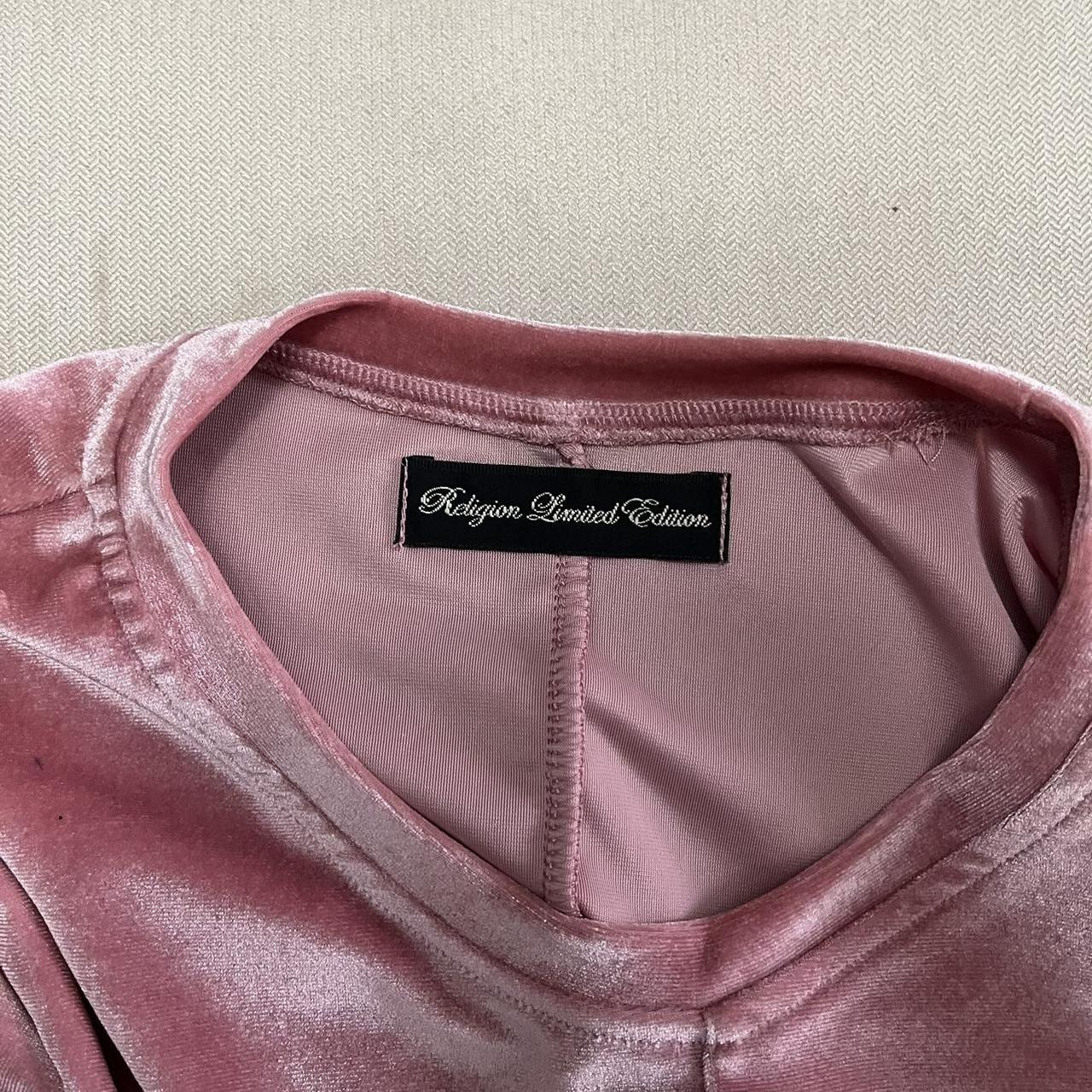 religion pink velvet t shirt - Depop