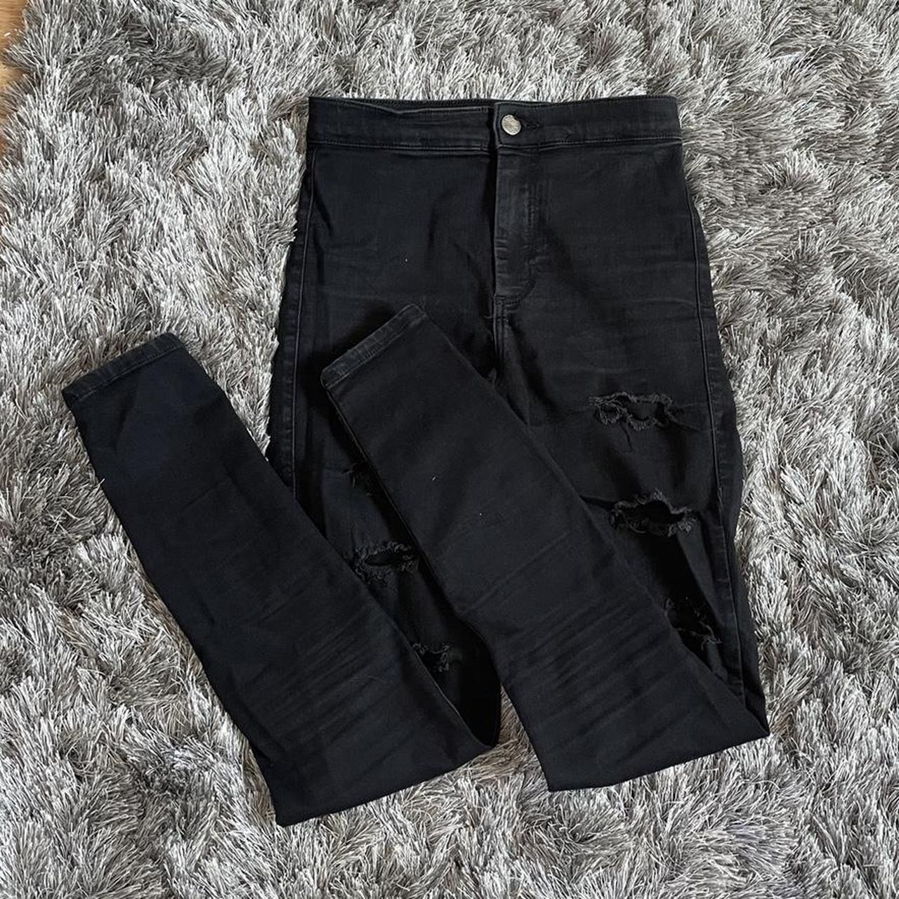 black ripped topshop joni jeans W26 L30 💖 - Depop