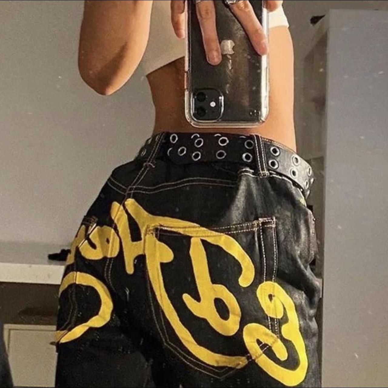 ED Hardy Reworked Jeans Available in Yellow and White - Depop