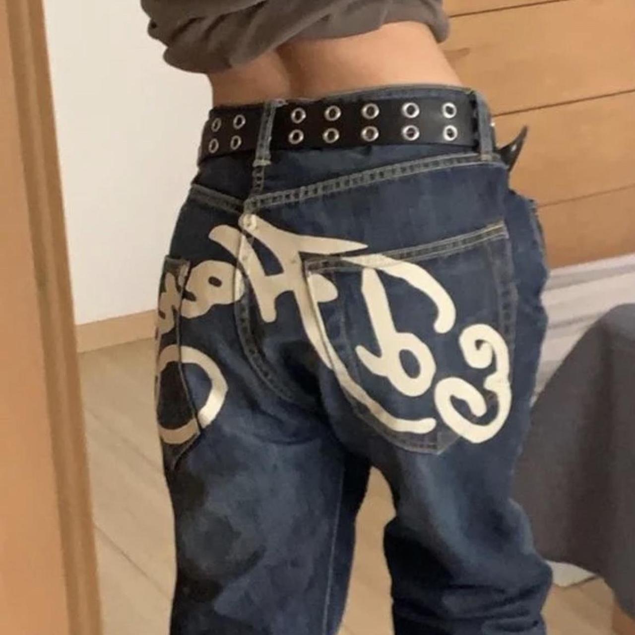 ED Hardy Reworked Jeans Available in Yellow and White - Depop