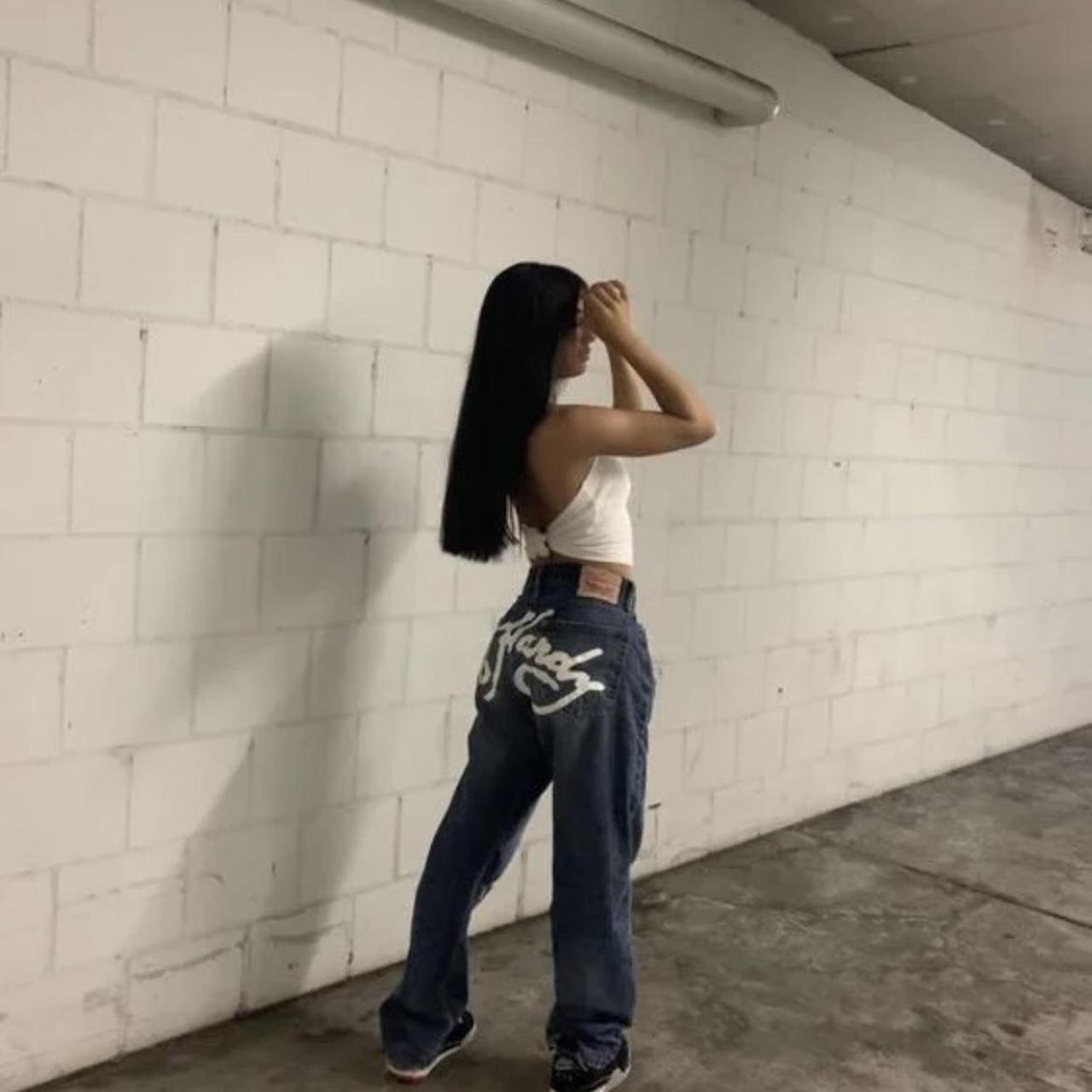 ED Hardy Reworked Jeans Available in Yellow and White - Depop