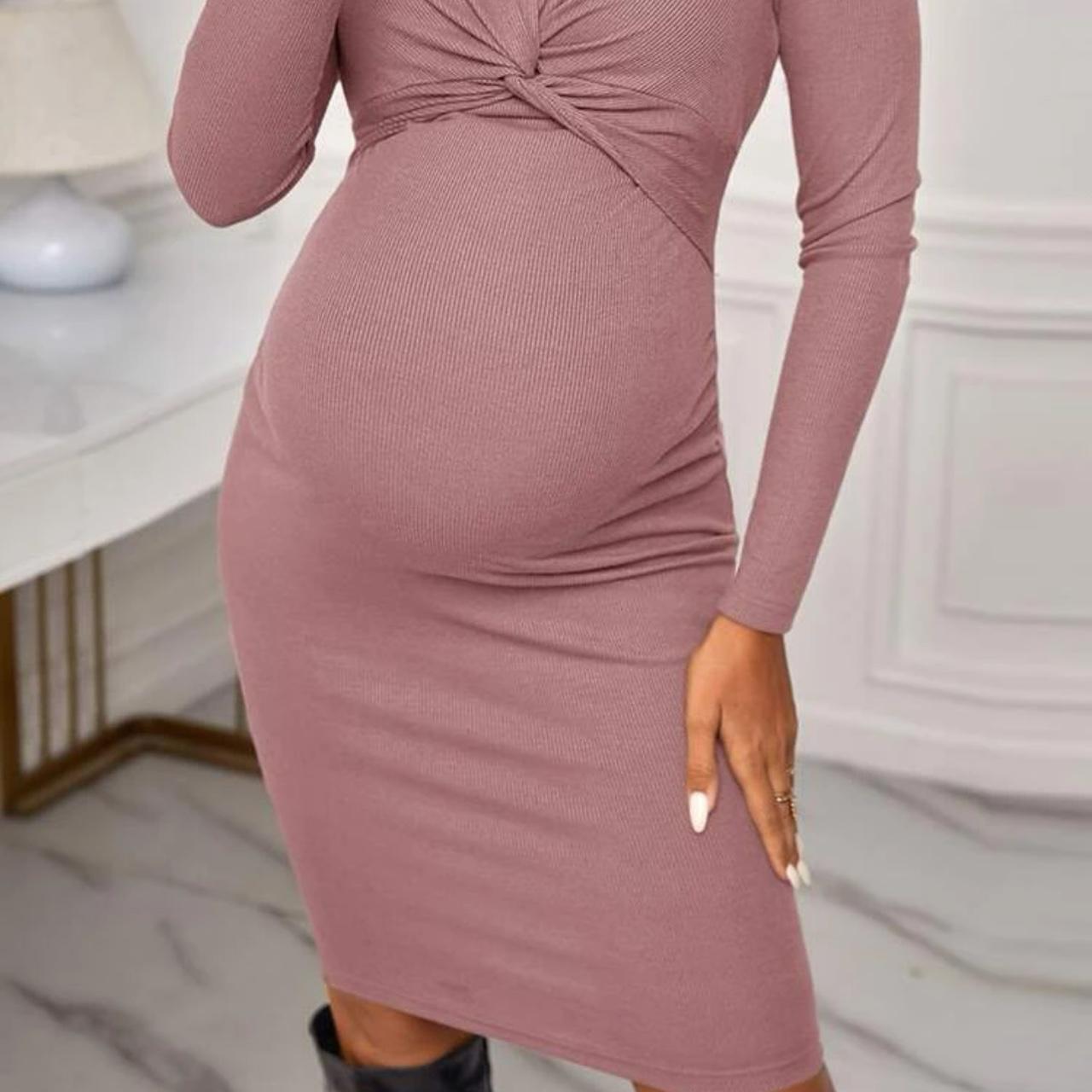 Beautiful ribbed pink maternity dress! Can even be... - Depop