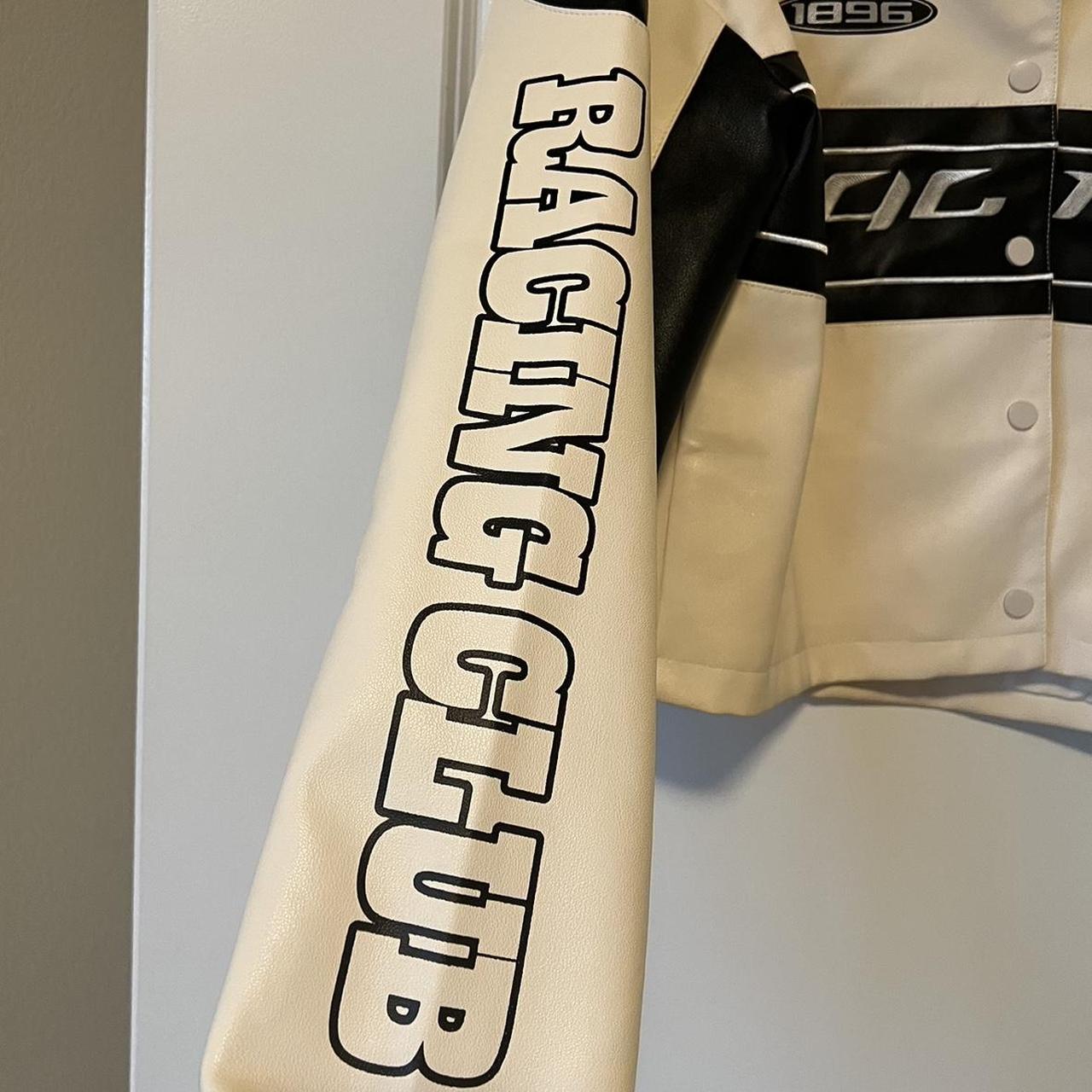 Shein faux leather racing style jacket never worn - Depop