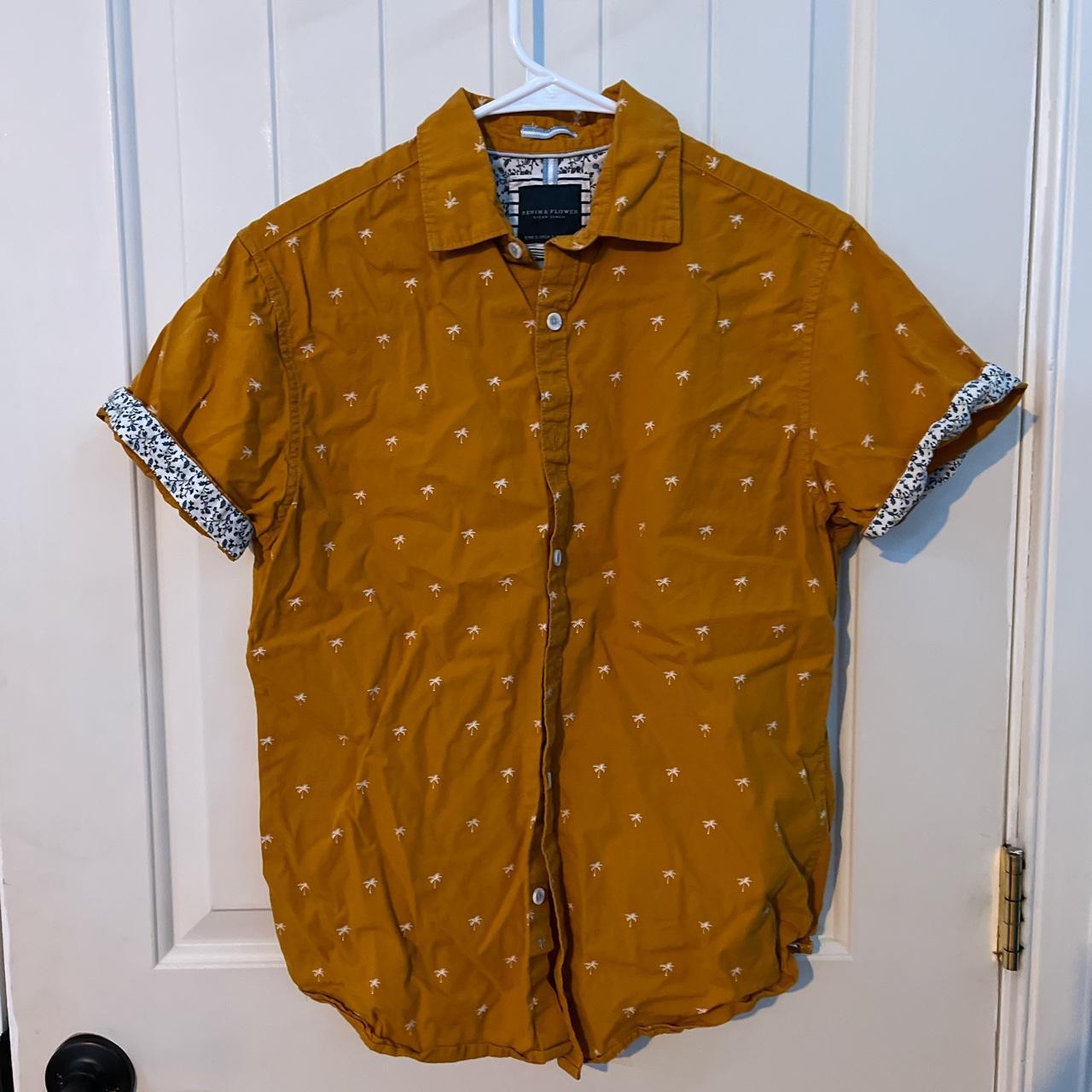 Goldenrod button down/button up short sleeve shirt... - Depop