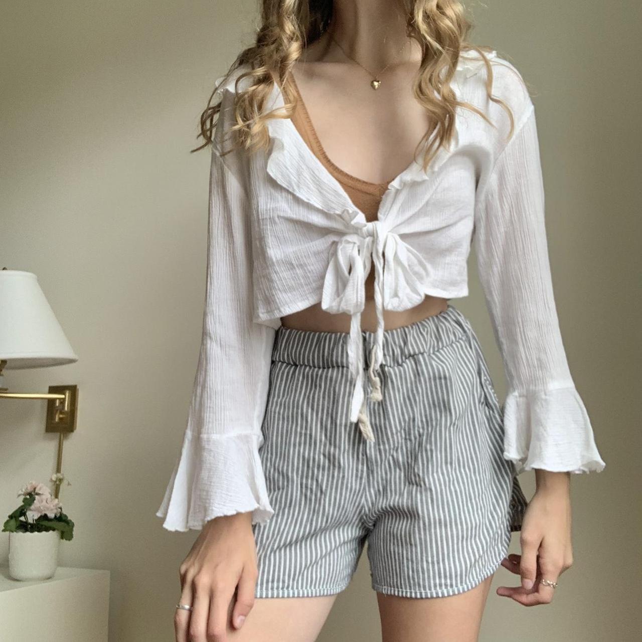 ♡coastal striped shorts♡ preppy coastal blue &... - Depop