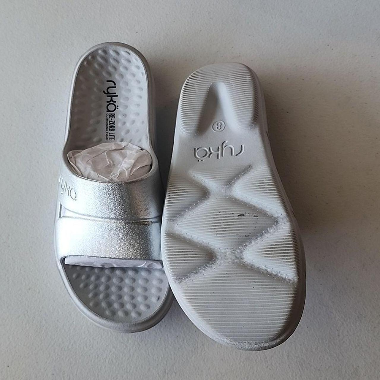 Nearly New Ryka Silver Restore Slide Sandal, Size ... - Depop