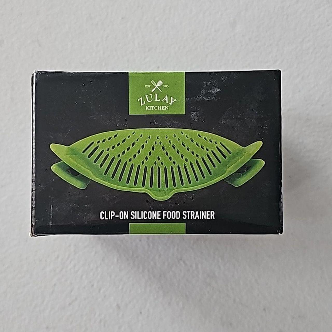 NIB Zulay Kitchen Clip on Silicone Strainer, Green - Depop