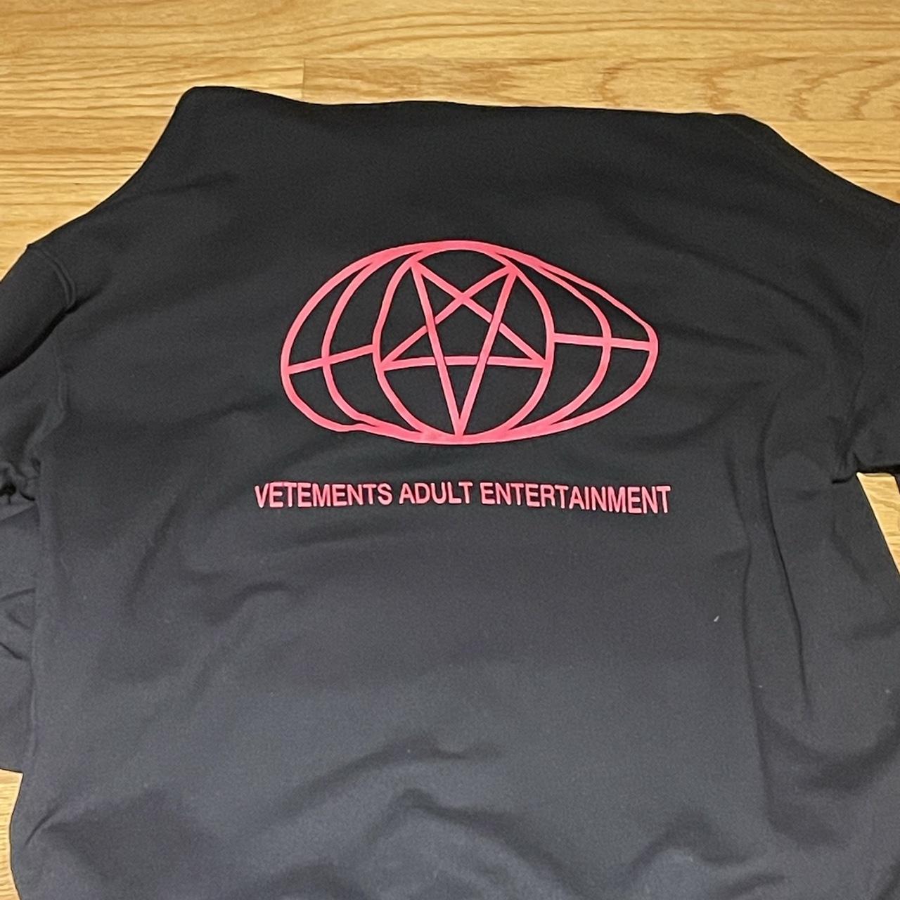 Vetements Men's Black and Red Hoodie | Depop