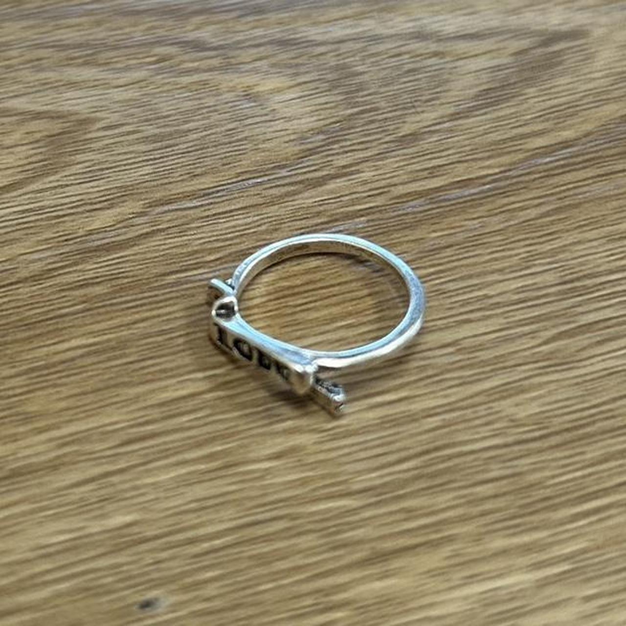 Silvery Chrome Hearts Font “Love” Stainless Steel... | Depop