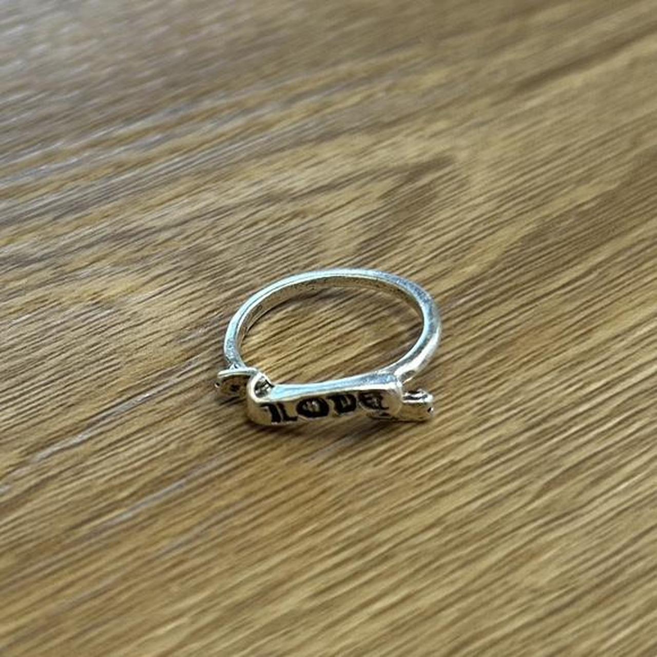 Silvery Chrome Hearts Font “Love” Stainless Steel... | Depop