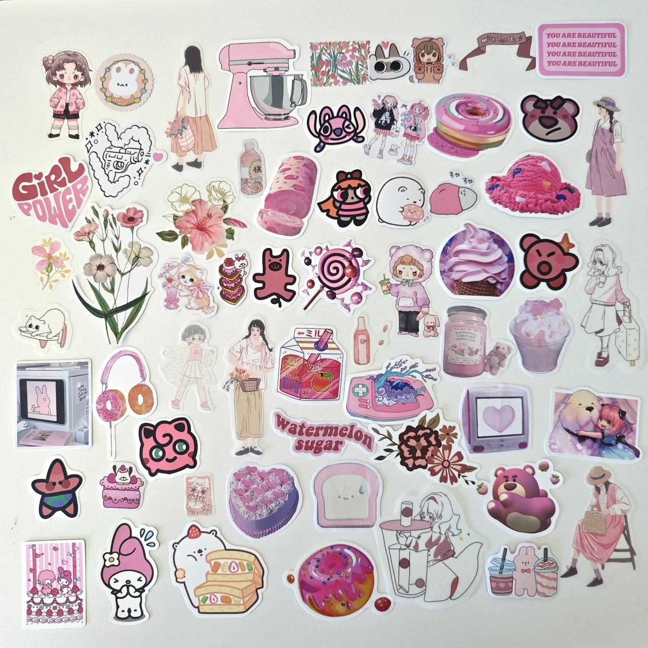 Pink sticker bundle (61pc) 💗 A variety of cute pink... - Depop
