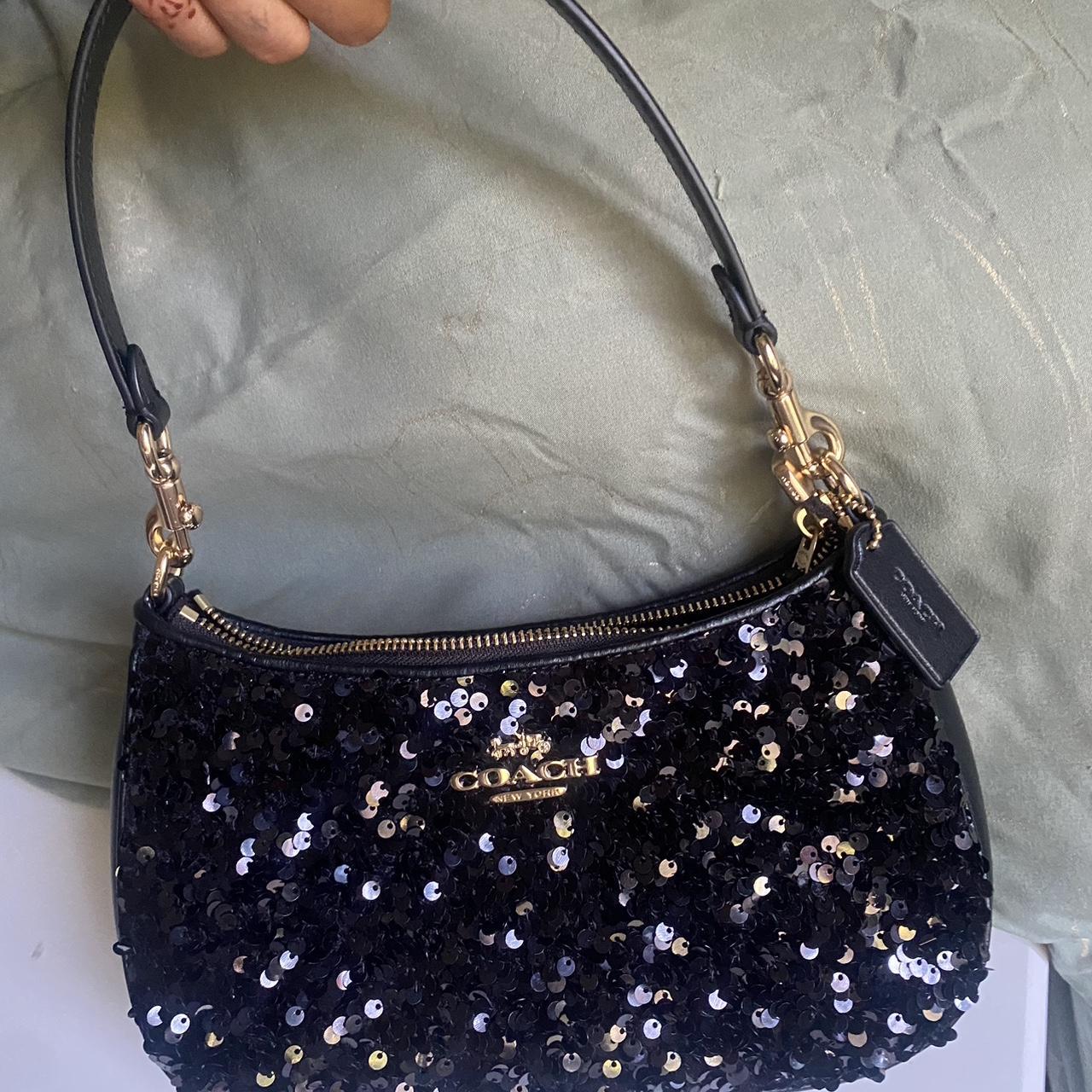 Black Sequin Coach Bag with interchangeable... - Depop