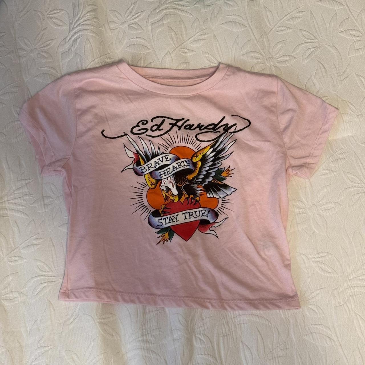 Pink Ed Hardy Baby tee ️‍🔥 Size Medium Never worn-no... | Depop