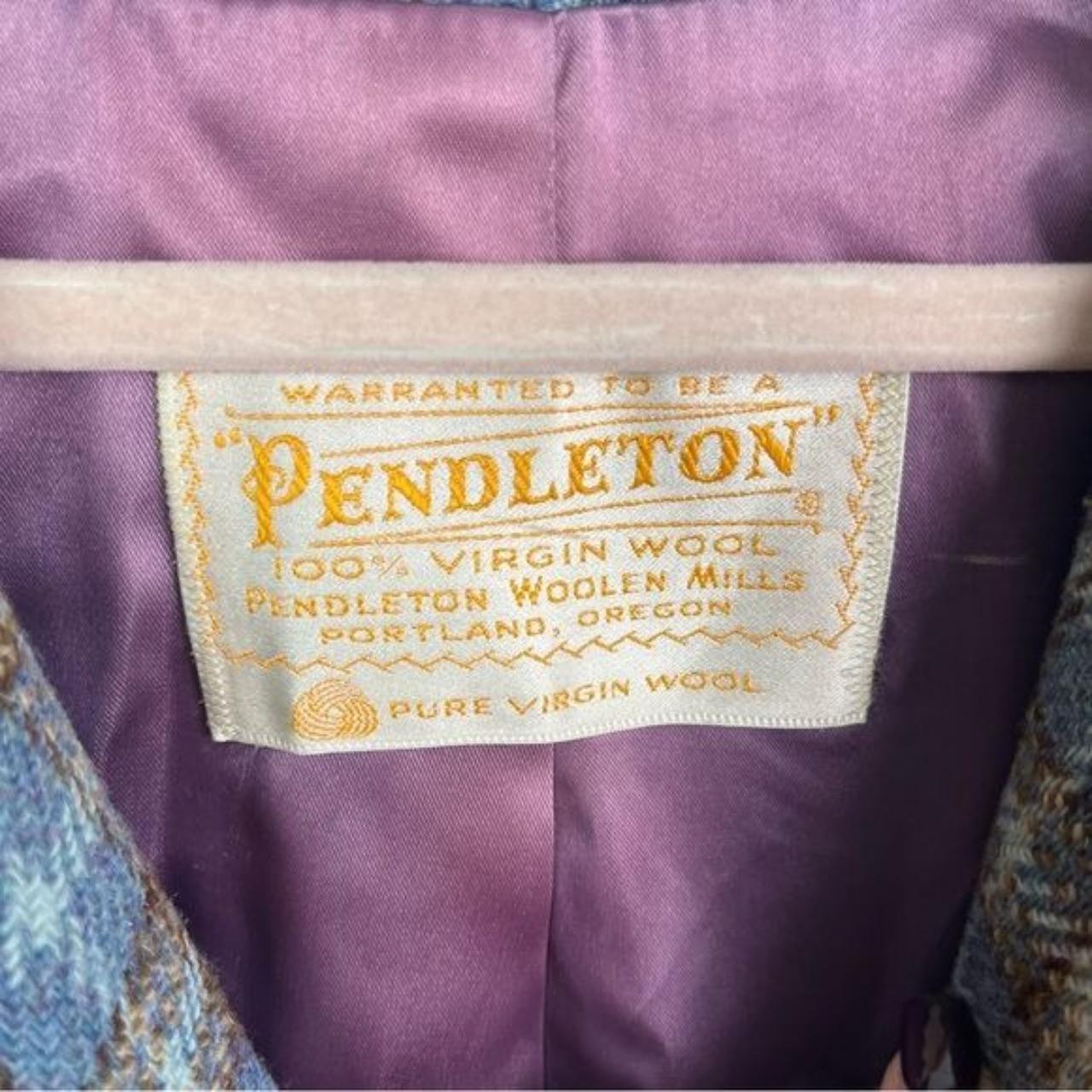 beautiful blue plaid vintage Pendleton wool trench... - Depop