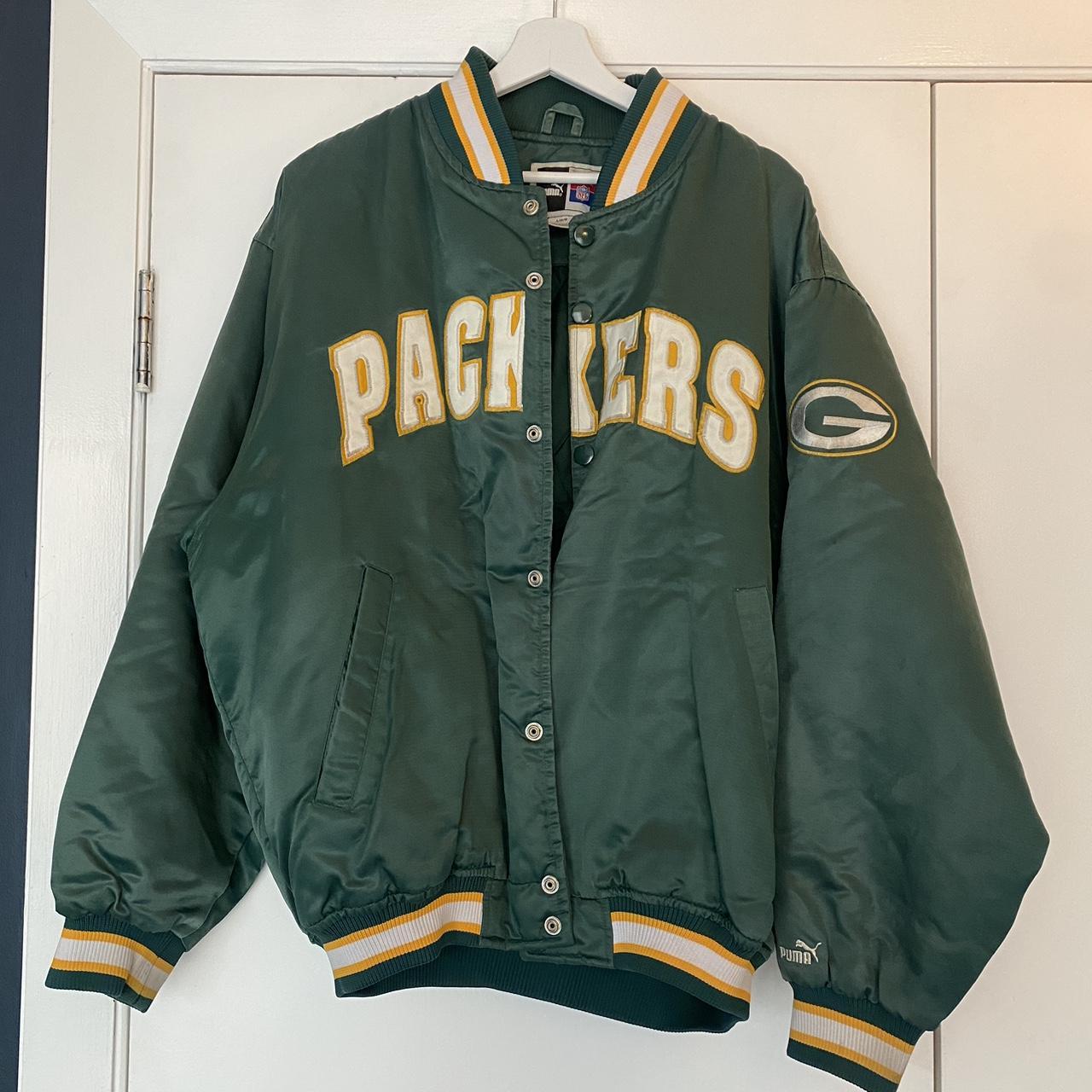 Vintage PUMA Packers NFL bomber varsity jacket. Size... - Depop