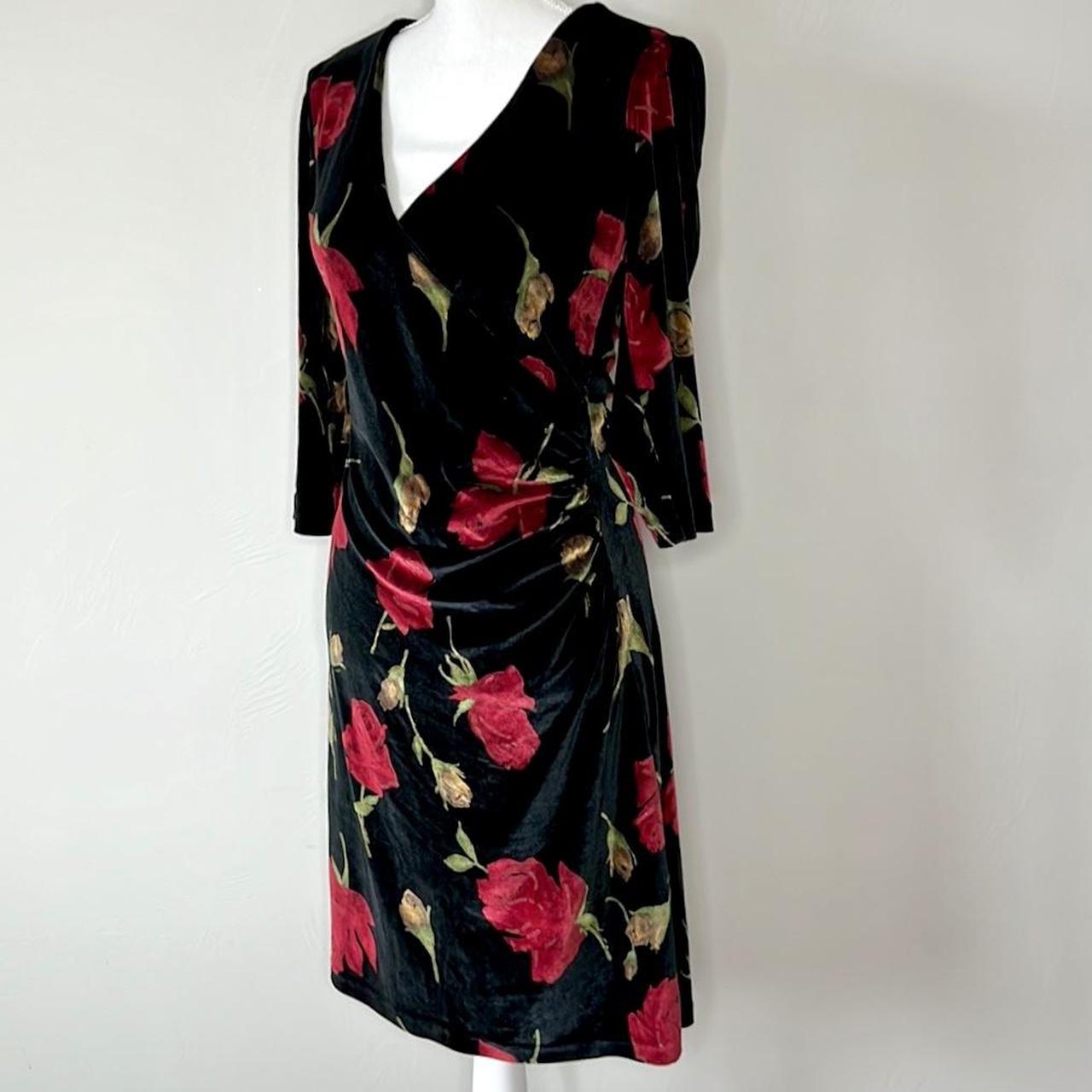 Moda International Velvet Rose Dress Excellent... - Depop