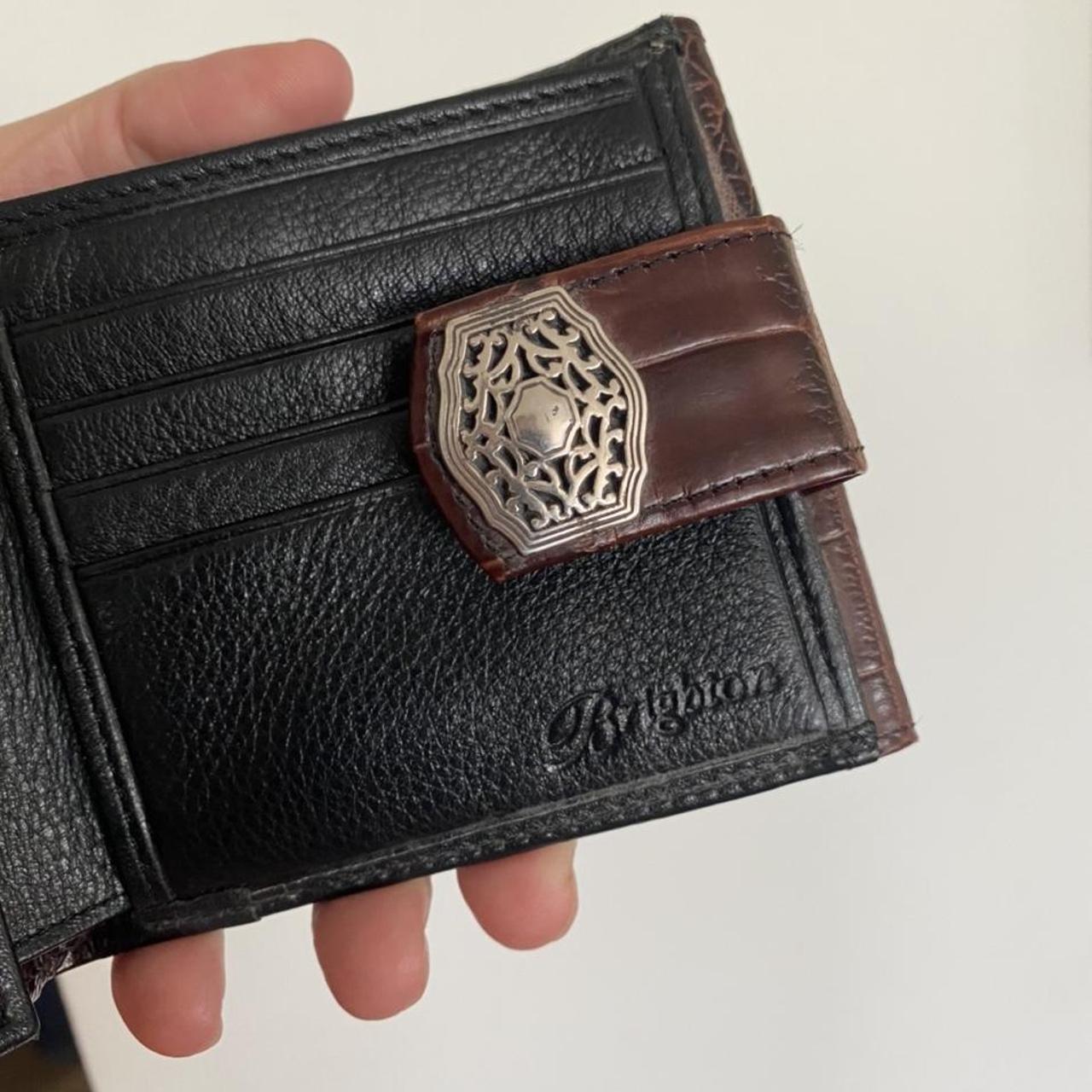 Brighton Wallet black pebble grain brown crocodile... - Depop