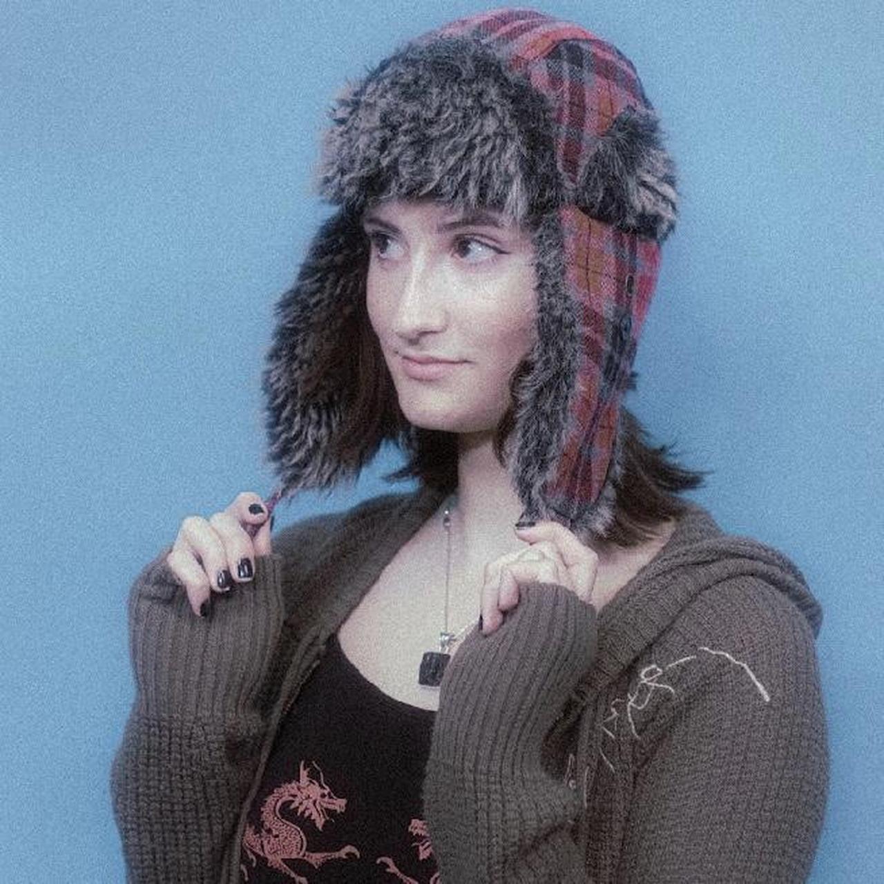 Vintage 00s REI red plaid faux fur lined trapper hat... - Depop