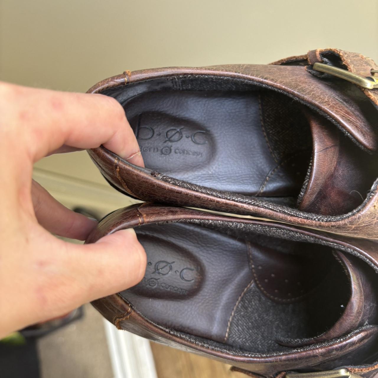Vintage BOC 90s brown leather platform buckle clogs... - Depop