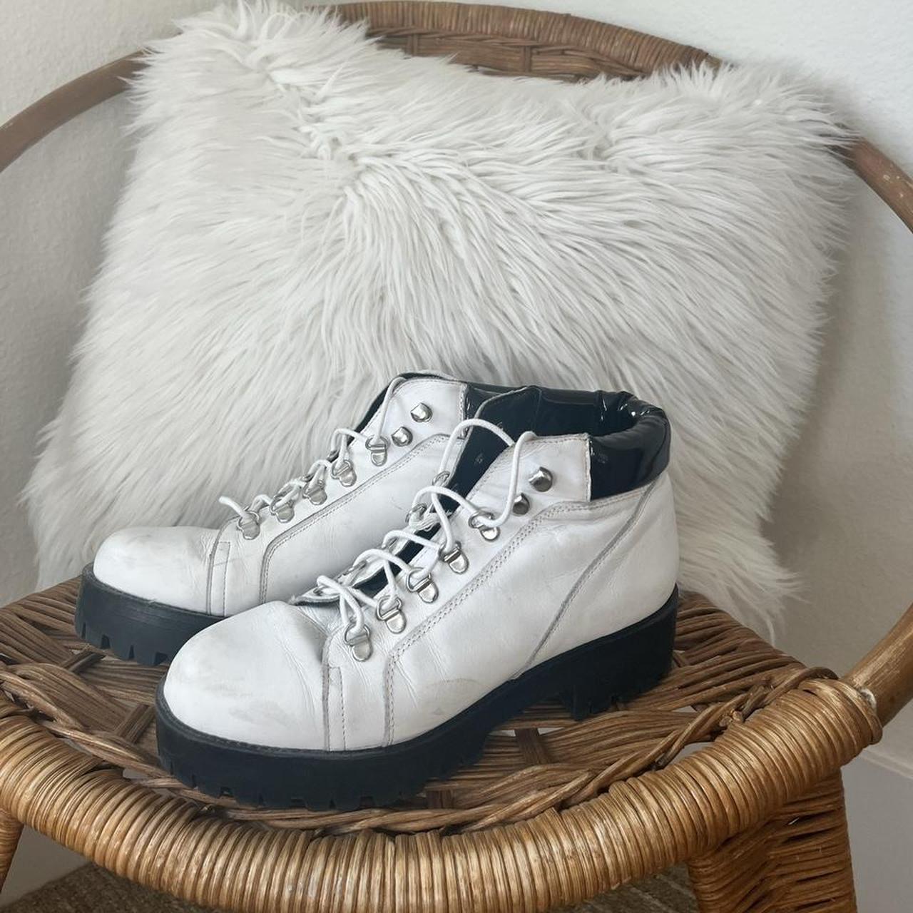 Super cute, super comfy white pleather platform... - Depop