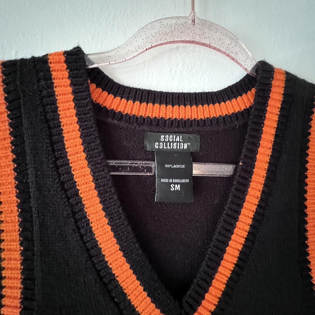 Jack o lantern cropped knit vest jumper Red orange... - Depop